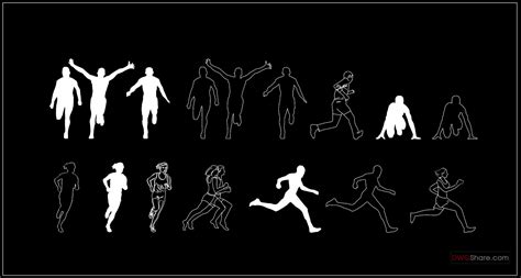 72 People Running Cads Blocks Free Dwg