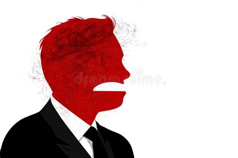 Business Man Head With Brain Explosion Stressed Businessman With Red Head Stock Vector