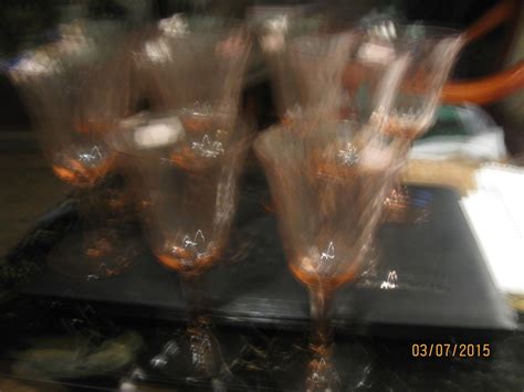 9 Pink Depression Glass Goblets Diamond Optic 1752046400