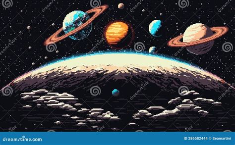 Ai Galaxy Landscape With Space Planets And Stars Stock Vector Illustration Of Space Retro