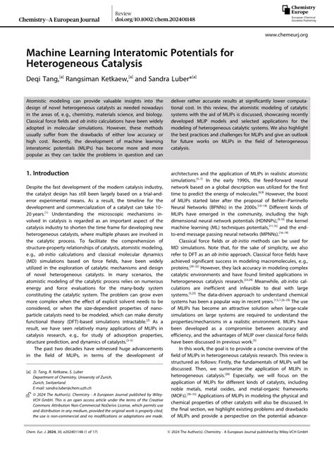 Pdf Machine Learning Interatomic Potentials For Heterogeneous Catalysis