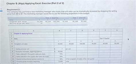 Solved Chapter 8 Algo Applying Excel Exercise Part 2 Of Chegg
