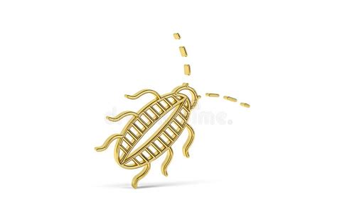 Golden 3d Cockroach Icon Isolated On White Background Stock