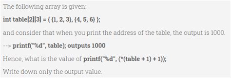 Solved The Following Array Is Given Int Table 2 3 1
