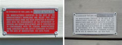 Manufactured Home Hud Tags Labels Serial Numbers And Data Plates