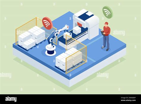 Isometric Automated Packaging And Distribution System Automated