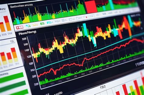 Closeup Of A Computer Monitor Displaying Vibrant Stock Market Trading Graphs With Fluctuating