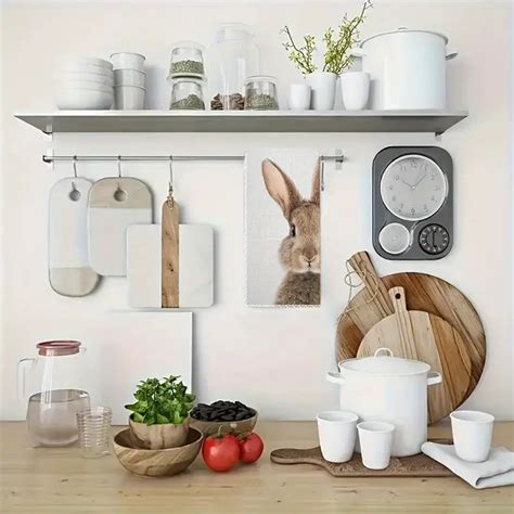 2개세트 직사각형 모양 뜨개질 폴리에스터 주방 타월 귀여운 토끼 패턴 내구성 빠른 건조 부드러운 설거지 수 Temu Korea