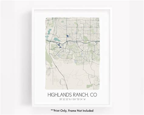 Highlands Ranch Co City Map Art Print Hometown Map Poster City Map