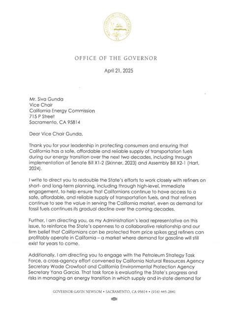 Gavin Newsom Letter To Cec Pdf