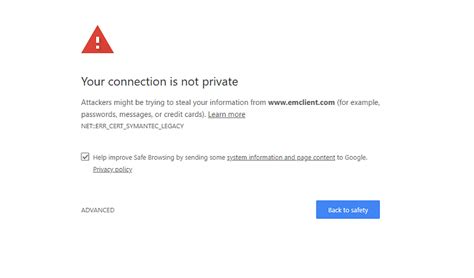 Page Won T Load Your Connection Is Not Private NET ERR CERT SYMANT