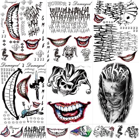 Jeefonna 16 Sheets Halloween Temporary Tattoos For Joker