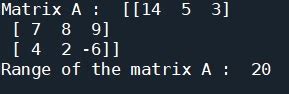 Python Range Of A Matrix