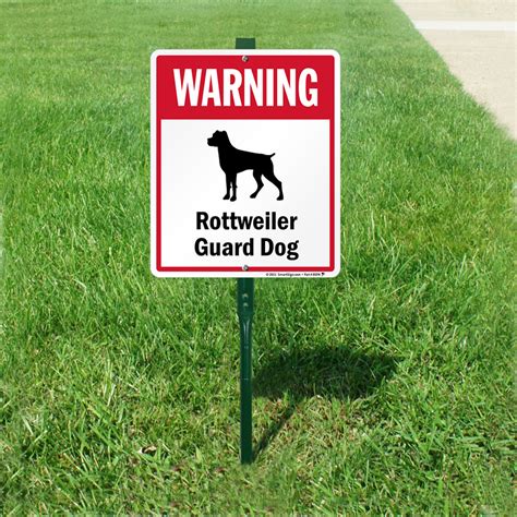 Warning Rottweiler Guard Dog Sign And Stake Kit For Yard Sku K 7634