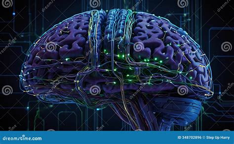Digital Brain Network Glowing Ai Neural Pathways And Data Streams