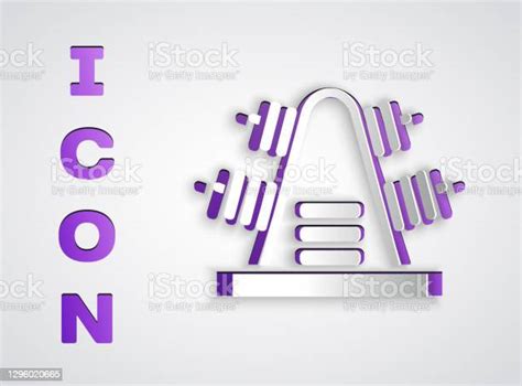 종이 는 회색 배경에 격리 바벨 아이콘에 대한 추가 가중치와 금속 랙을 잘라 보디 빌딩 피트 니스 스포츠 건강 한 라이프 스타일 개념 종이 아트 스타일 벡터 3차원 형태에