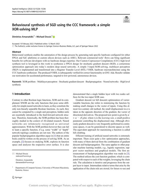 behavioural synthesis of sgd using the ccc framework a simple xor