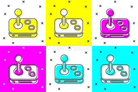 Set Joystick For Arcade Machine Icon Isolated On Color Background Joystick Gamepad Stock Vector