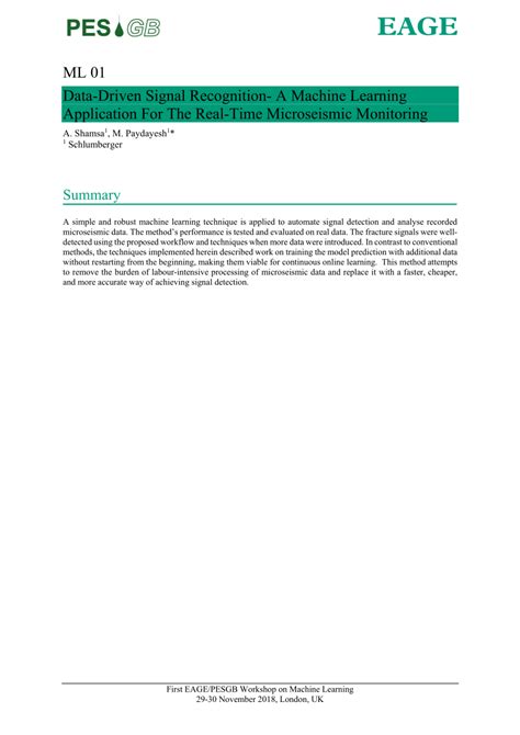 Pdf Data Driven Signal Recognition A Machine Learning Application