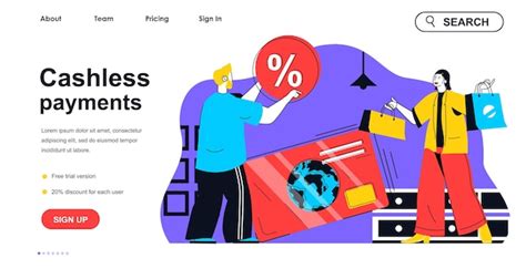 Premium Vector Cashless Payments Concept For Landing Page Template Customers Shopping Pays For