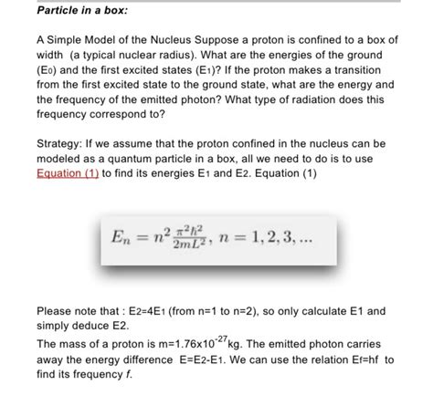Solved Particle In A Box A Simple Model Of The Nucleus Chegg