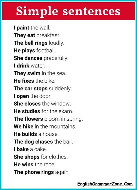 100 Word Of Simple Sentences Definition And Examples