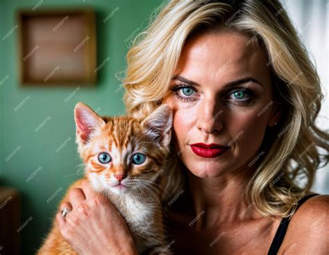 Premium Photo Photo Of Beautiful Middle Aged Woman With Blonde Hair