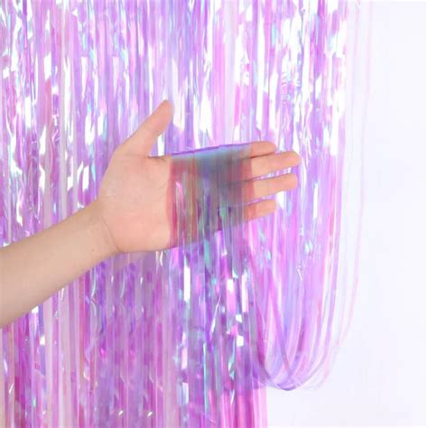 Iridescent Purple Foil Fringe Party Curtain
