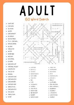 Adult Word Search Puzzle Worksheet Activities Brain Games Tpt