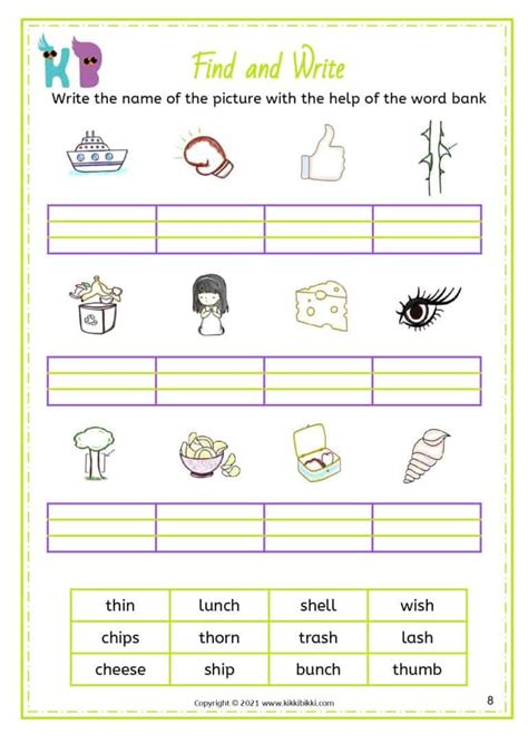 Consolidating Phonics Ch Sh Th Word Families Find And Write