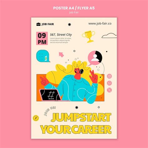 Free Psd Flat Design Job Fair Poster Template