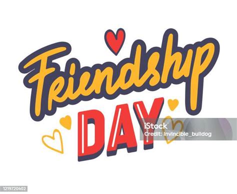 우정의 날 타이포그래피 와 낙서 그림 흰색 배경에 격리 티셔츠 인쇄 디자인 요소 인사말 카드 인용문에 대한 슬로건 손으로 쓴 편지와 마음 벡터 일러스트레이션 T 셔츠에 대한