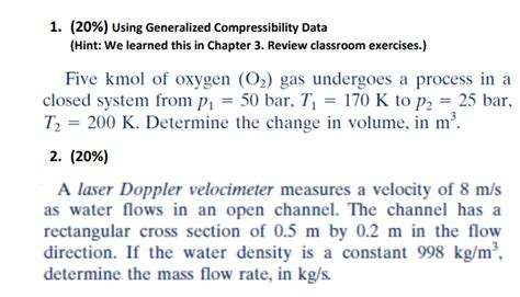 Solved 1 20 Using Generalized Compressibility Data