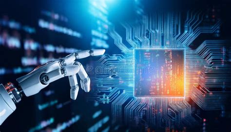 Ai Robot Hand Interacting With Computer Code Stock Illustration Illustration Of Code Virtual