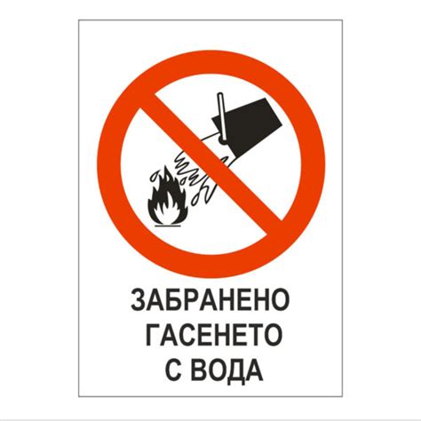 Табела Забранено гасенето с вода Картини и портрети за подарък