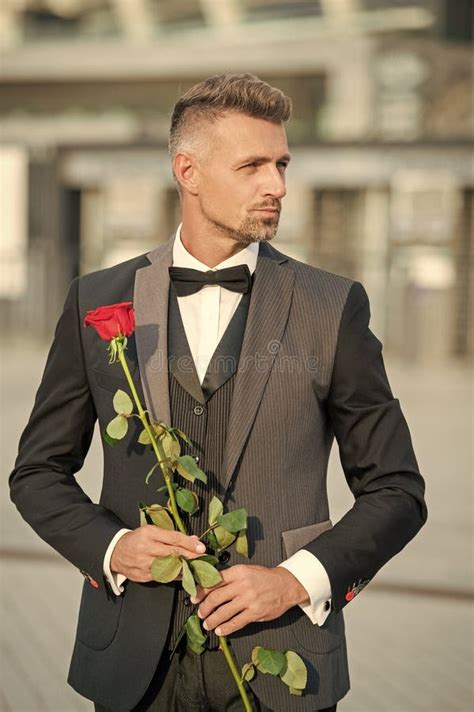 Proposal Concept Black Tuxedo Man Making A Proposal Stock Image