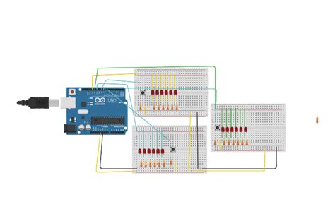 Circuit Design 18 Leds Y 3 Botones Tinkercad