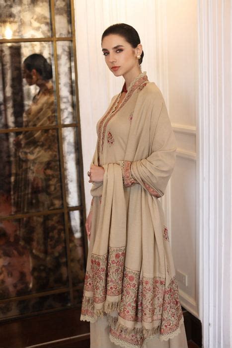 Bareeze 3pc Embroidered Karandi Suit With Heavy Embroidered Shawal N