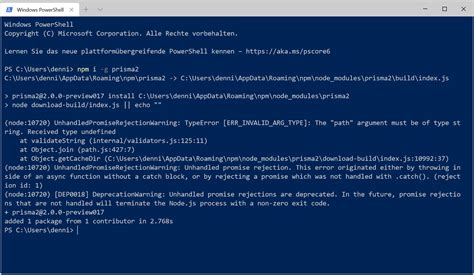 200 Preview017 Win10 Error With Global Npm Install Of Prisma2 Cli · Issue 987 · Prisma