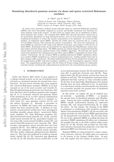 PDF Simulating Disordered Quantum Systems Via Dense And Sparse