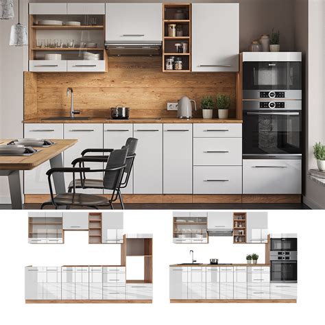 Mueble De Cocina Fame Line Blanco Brillo Intensoroble Doradoroble