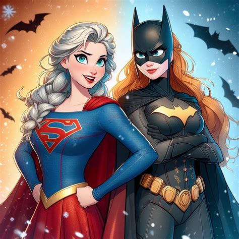 Anna And Elsa Sulergirl And Batgirl Ai Gen By Joshuaecw21985 On