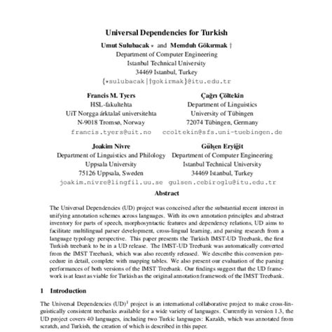 Universal Dependencies For Turkish Acl Anthology