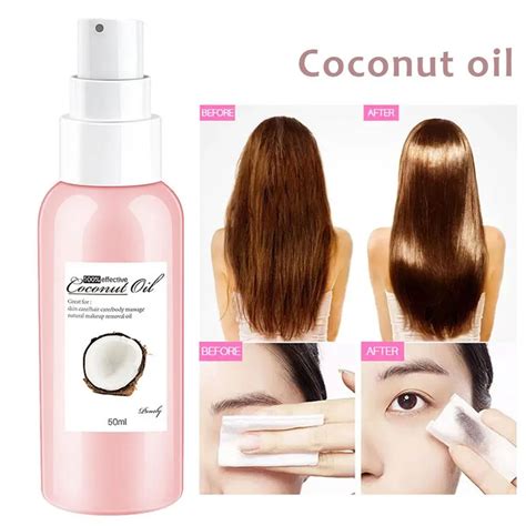 50ml 자연 유기농 버진 코코넛 오일 헤어 오일 헤어 에센셜 오일 탈모 케어 드라이 손상된 머리카락 영양 코코넛 오일 Aliexpress