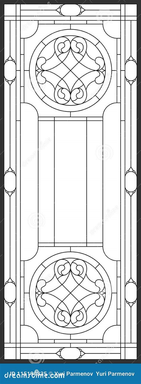 Stained Glass Panel In A Rectangular Frame Abstract Floral Arrangement