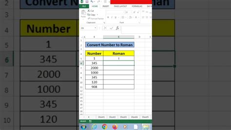 Shorts How To Convert Number To Roman Covert Number To Roman Youtubeshorts Excelahorts