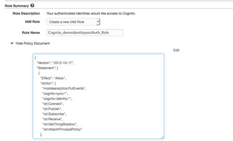 Configuring Cognito User Pools To Communicate With Aws Iot Core The Internet Of Things On Aws