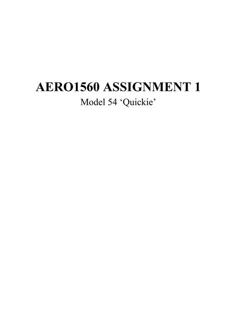 Aero1560 Assignment 1 Aero1560 Introduction To Aerospace Engineering Usyd Thinkswap