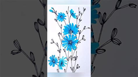 Как очень просто нарисовать цветы цикория маркером и линером Поэтапный видео урок по рисованию