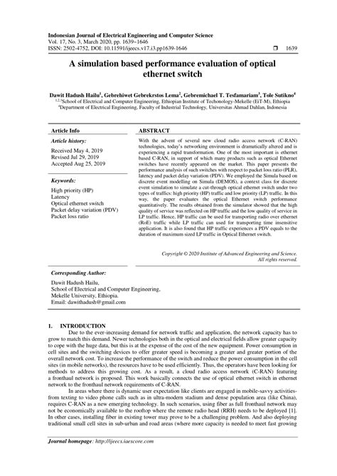 Pdf A Simulation Based Performance Evaluation Of Optical Ethernet Switch